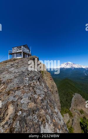 High Rock Lookout with its commanding view of Mount Rainier, at end of ...