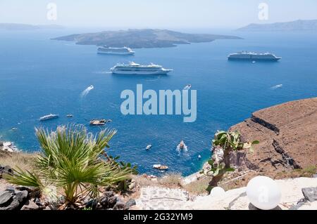 View on the Aegean Sea with ships in Thessaloniki, Greece Stock Photo ...