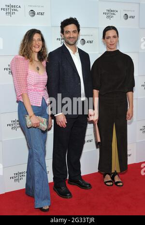 L-R: Maya Singer, Morgan Spector and Rebecca Hall attend the world ...