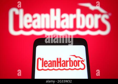 In this photo illustration, the Clean Harbors company logo is seen ...