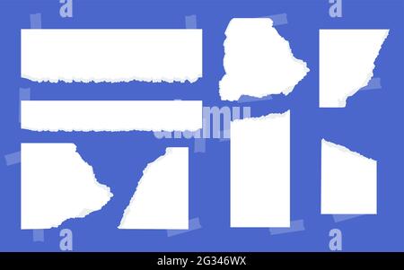 Set of torn paper of different shapes. Torn paper square, triangle ...