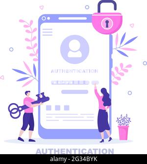 Authentication Security Vector Illustration Via Phone Or Computer For Code Message Shield And ...