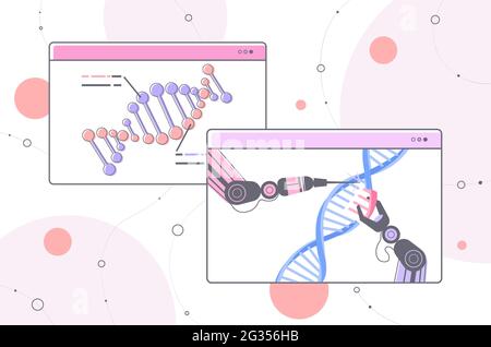 robotic scientist working with DNA robot researcher making experiment ...