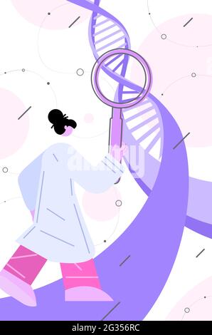 scientist looking on DNA through magnifying glass researcher making ...