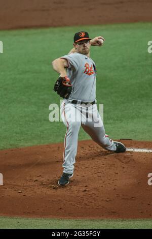 Baltimore Orioles starting pitcher Bruce Zimmermann (50) works against ...