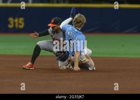 Tampa Bay Rays' Taylor Walls pops out to Houston Astros' Jose Altuve ...