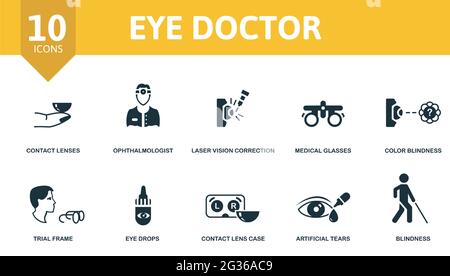 Ophthalmology icon set. Contains editable icons ophthalmology theme ...