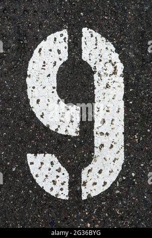 number nine painted stencil on concrete wall, number nine, number 9 ...