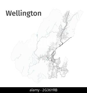 Detailed map of Wellington city administrative area. Royalty free ...