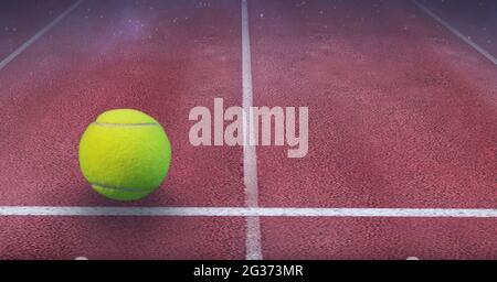 Composition of tennis ball with copy space on tennis court Stock Photo ...