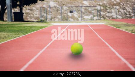 Composition of tennis ball with copy space on tennis court Stock Photo ...