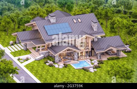 Luxury villa exterior design with beautiful infinity pool Stock Photo ...