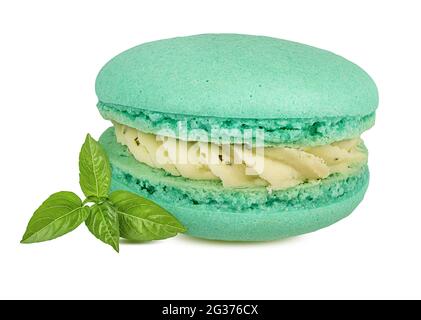 Mint macaroons isolated on white Stock Photo - Alamy