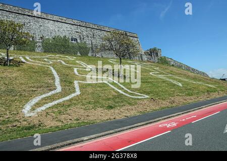 A painting of the legendary figures of Gogmagog and Corineus on the ...