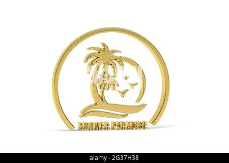 Golden 3d palm tree icon isolated on white background - 3d render Stock ...
