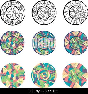 Mandala icons set, ethnic boho style Logo. Creative flower web decor ...