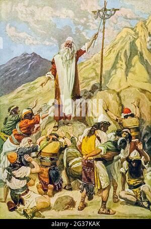 Bible Illustration Of The Brazen Serpent - Moses holding the Serpent so ...