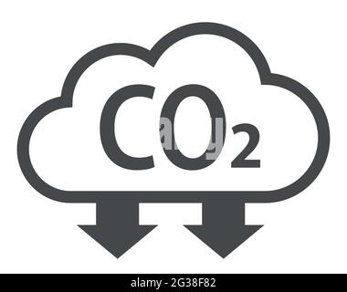 Co2 cloud symbol with down arrows for greenhouse gas reduction vector ...