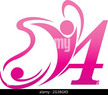 Number 6 butterfly and success human icon logo design illustration ...