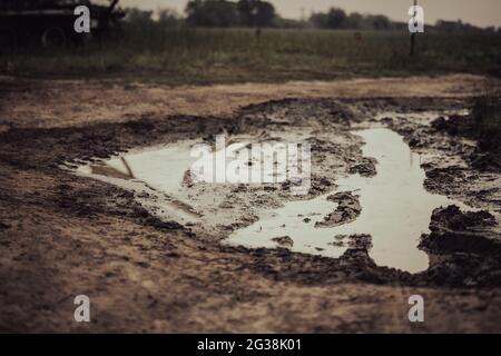 A dark and moody mud puddle Stock Photo - Alamy