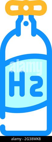 Hydrogen cylinder color line icon, H2 green energy storage tank, vector ...