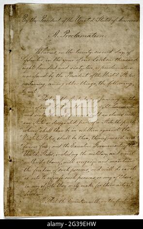 The Emancipation Proclamation, issued by President Abraham Lincoln ...
