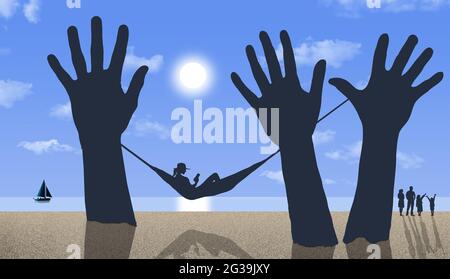Resting hammock between palm trees Stock Photo - Alamy