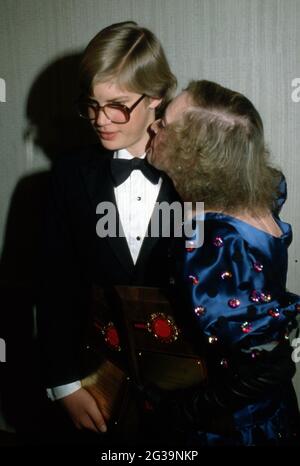 Bette Davis with Film Advisory Board President Elaine Blythe, April 3 ...