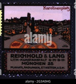advertising, poster stamps, print shop, "Reichhold und Lang Lith ...