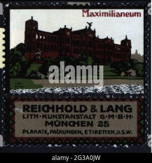 advertising, poster stamps, print shop, "Reichhold und Lang Lith ...
