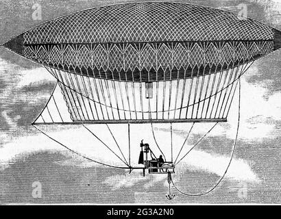 transport / transportation, aviation, airships, steam airship of Henri ...