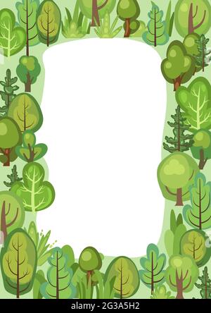 Forest trees background. Glade in the thicket. Beautiful green summer ...