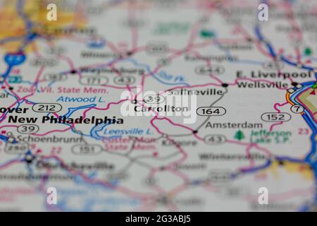 Carrollton Ohio USA shown on a Geography map or Road map Stock Photo ...