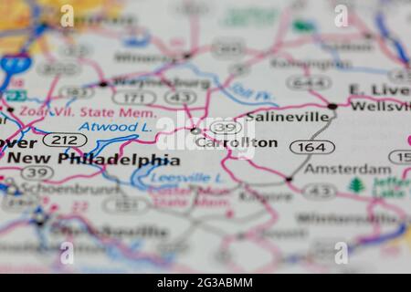 Carrollton Ohio USA shown on a Geography map or Road map Stock Photo ...