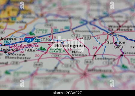 Wilmington Ohio USA shown on a Geography map or Road map Stock Photo ...