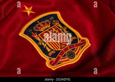 Close up of Spanish National Football team kit. UEFA Euro 2020 Stock ...