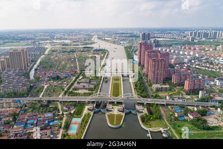 NANTONG, CHINA - JUNE 15, 2021 - Ships pass through Hai 'an Shiplock in ...