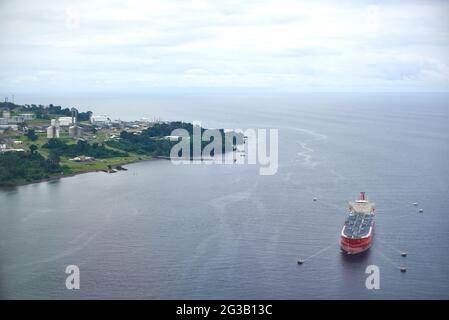 Aerial of Port of Punta Europa Terminal, Malabo Stock Photo - Alamy