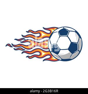 Soccer ball in fire flame. Football fireball cartoon icon. Fast ball ...