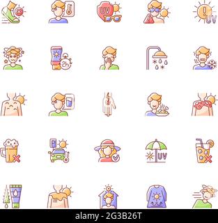 Sunstroke prevention RGB color icons set Stock Vector Image & Art - Alamy