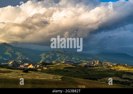 Melnik Earth Pyramids seen from Zornitza Family Estate. Lozenitsa ...