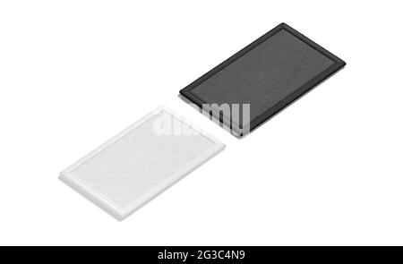 Blank black and white rectangle embroidered patch mockup, isolated ...