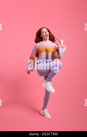 Photo of funny funky young lady nightwear covering head blanket ...