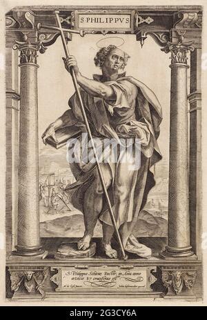 H. Filipus; Christ and the twelve apostles. Landscape with the apostle ...