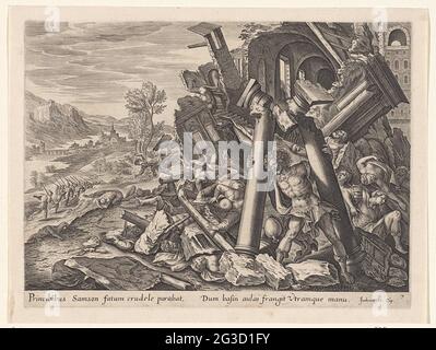Simson destroys the columns of the temple; The history of Samson ...