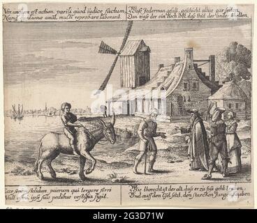 Fable of the farmer and his donkey, Both the farmer and his son are ...