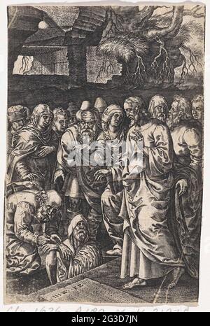 Revival of Lazarus. Christ is in the midst of a group of people at the ...