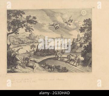 The fall of Icarus; Metamorphoses from Ovid. Icarus and his father ...