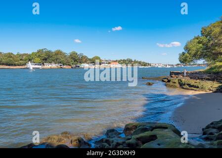 The Bedlam Bay Wharf and waiting shelter at the water's edge of ...