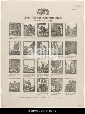 Dutch proverbs in performances. Sheet with 20 representations of ...